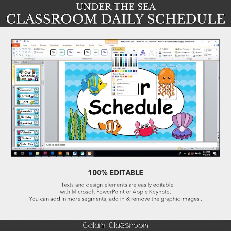 Classroom Schedule Cards With Clock, Ocean Classroom Theme, Editable ...