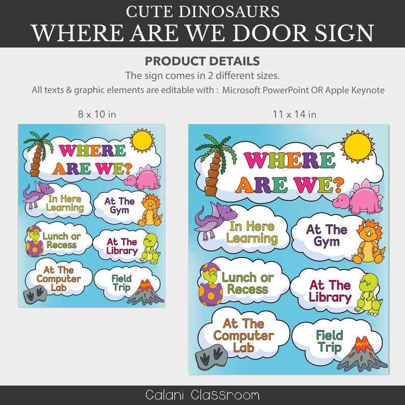Classroom Door Sign, Dinosaur Classroom, Where Are We Door Sign, Dino ...
