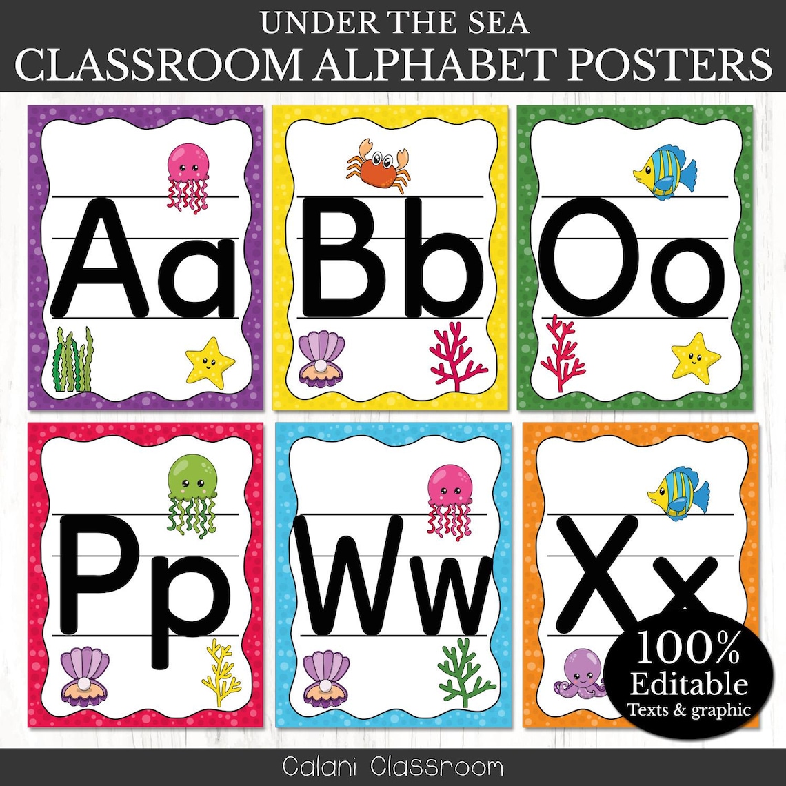 Alphabet Poster Classroom Decoration, Ocean Theme Classroom, ABC ...