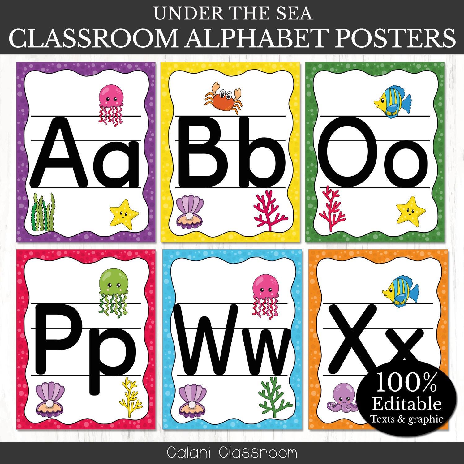 Alphabet Poster Classroom Decoration, Ocean Theme Classroom, ABC ...