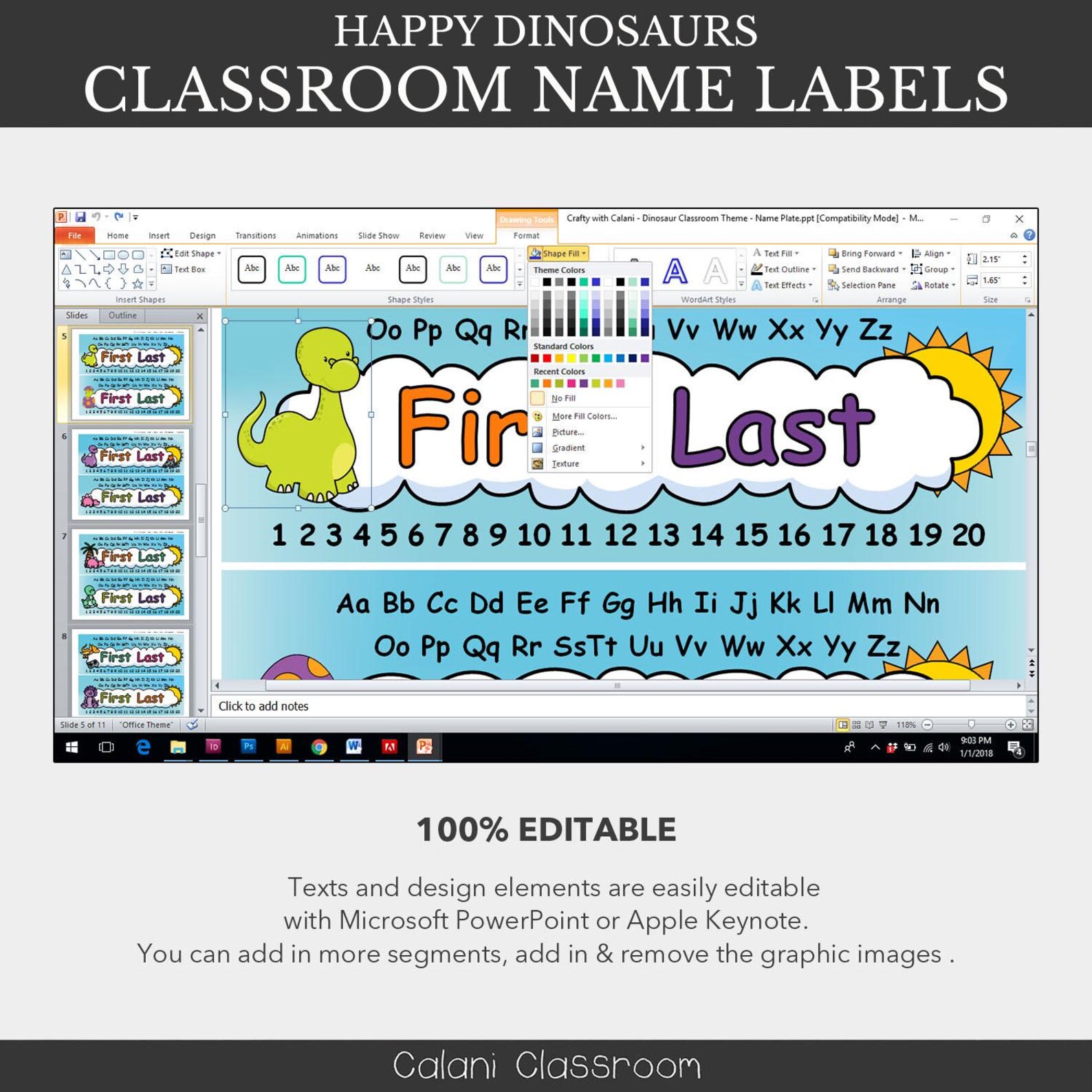 Classroom Name Plate Label, Dinosaurs Classroom Theme, Dino Name Label ...