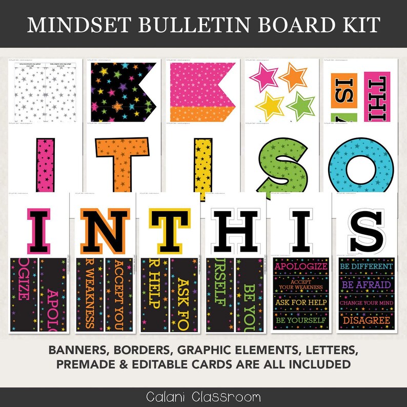 Mindset Bulletin Board Kit, Classroom Door Decor, Social Emotional ...