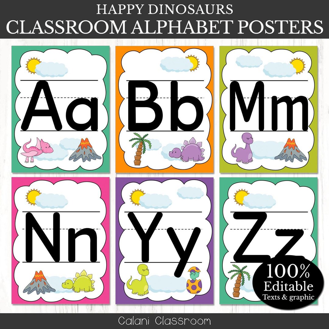 Alphabet Poster Classroom Decoration, Dinosaurs Classroom Theme ...