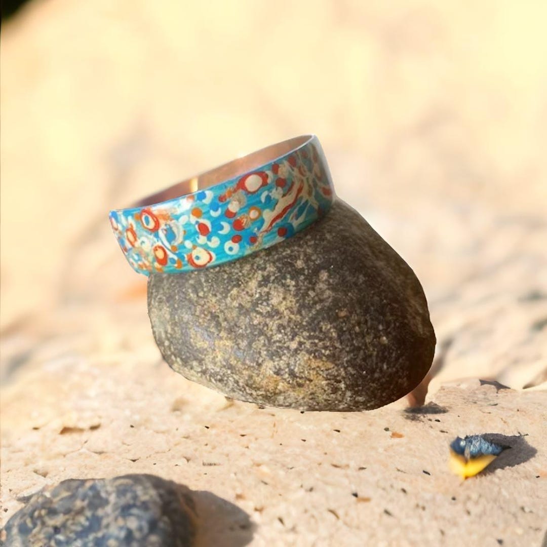 Copper Bracelet/epoxy Resin/alcohol Inks/adjustable Copper Bangle/cuff ...