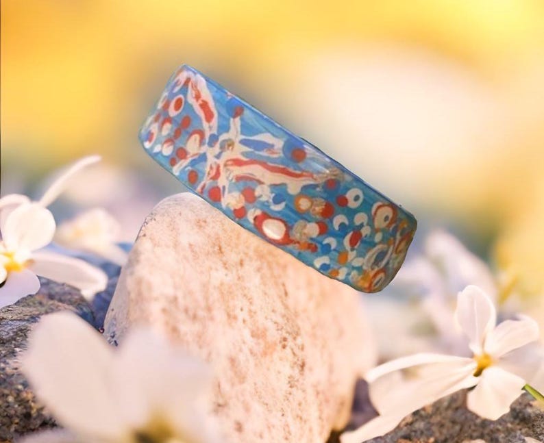Copper Bracelet/epoxy Resin/alcohol Inks/adjustable Copper Bangle/cuff ...