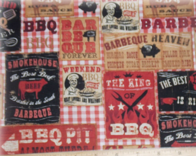BBQ Cotton Fabric - Backyard Bar-b-que Fabric - Fabric by the FQ or ...