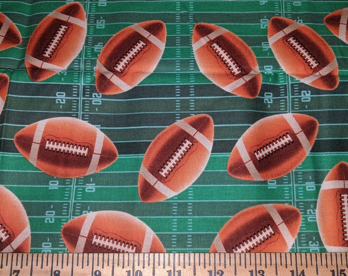 Football Cotton Fabric by the FQ or 1/2 Yard Football Field Material ...