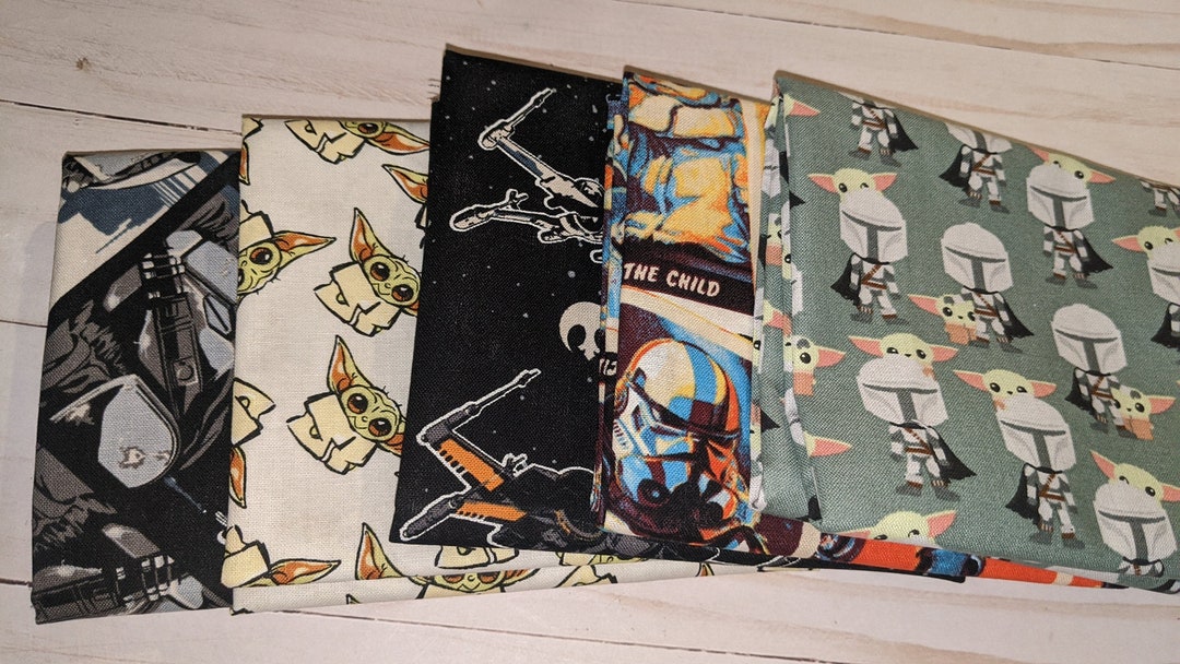 Star Wars Set of 5 Fat Quarter Set Star Wars Yoda Cotton Fabric FQ Set ...
