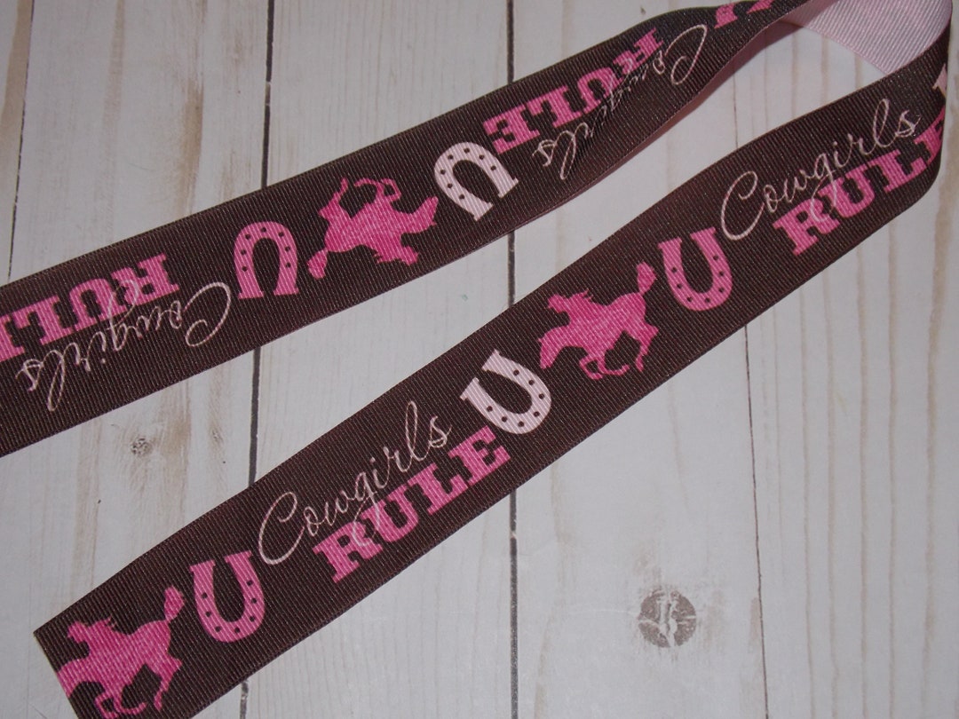 Cowgirl Ribbon - Rodeo Ribbon - Ribbon by the Yard - Brown Pink Ribbon ...