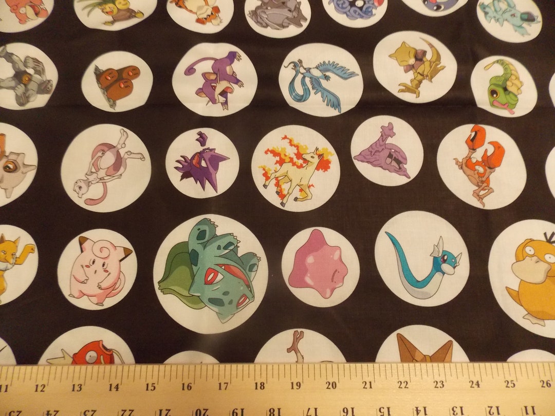 Pokemon Fabric, Pokemon Cotton Material, Fabric by the FQ or 1/2 Yard ...
