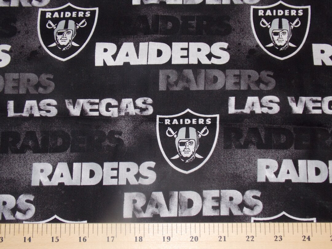 NFL Las Vegas Raiders Distressed Cotton Fabric- Black Raiders Fabric ...