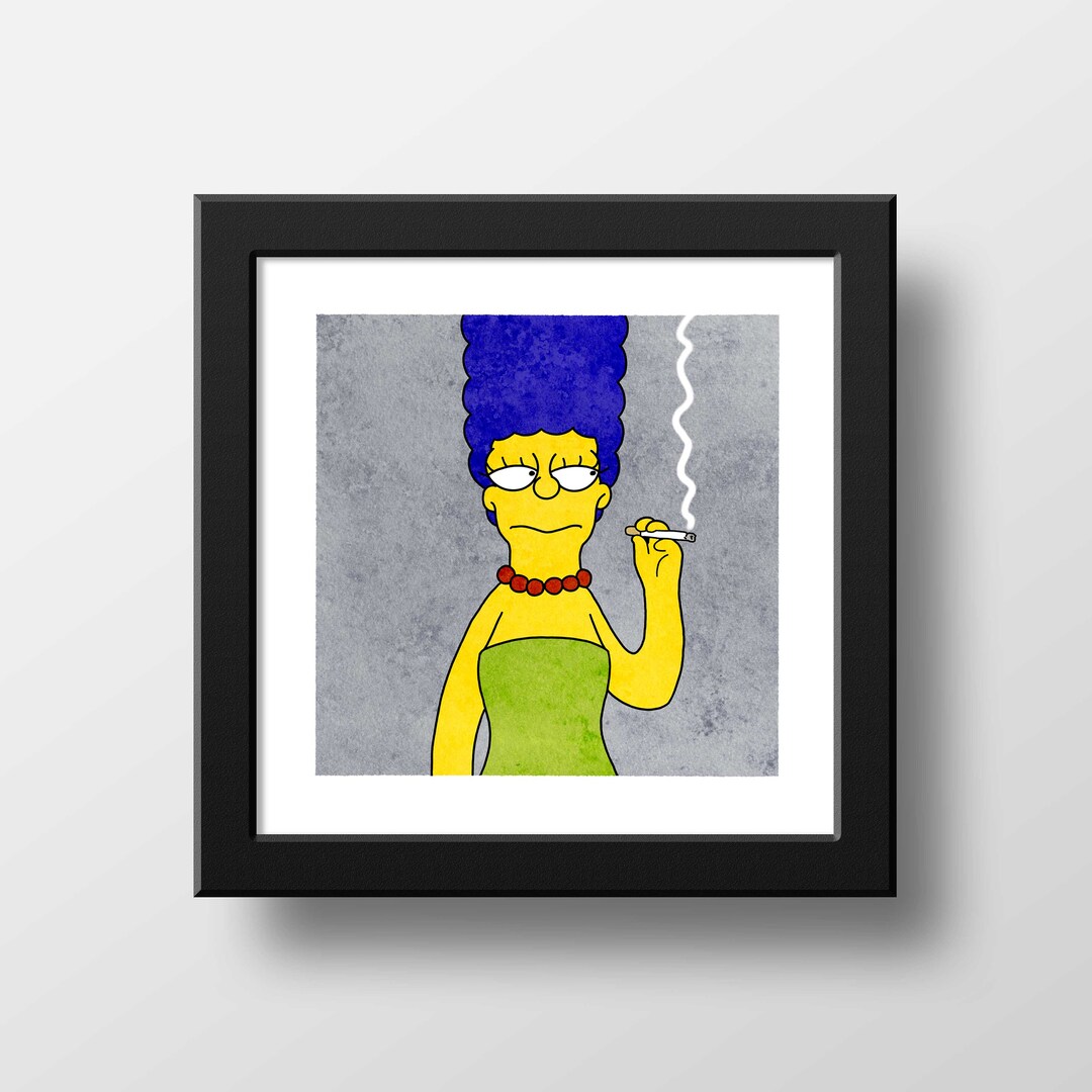 The Simpsons Marge on the Lam Print, Poster Watercolor Illustration ...