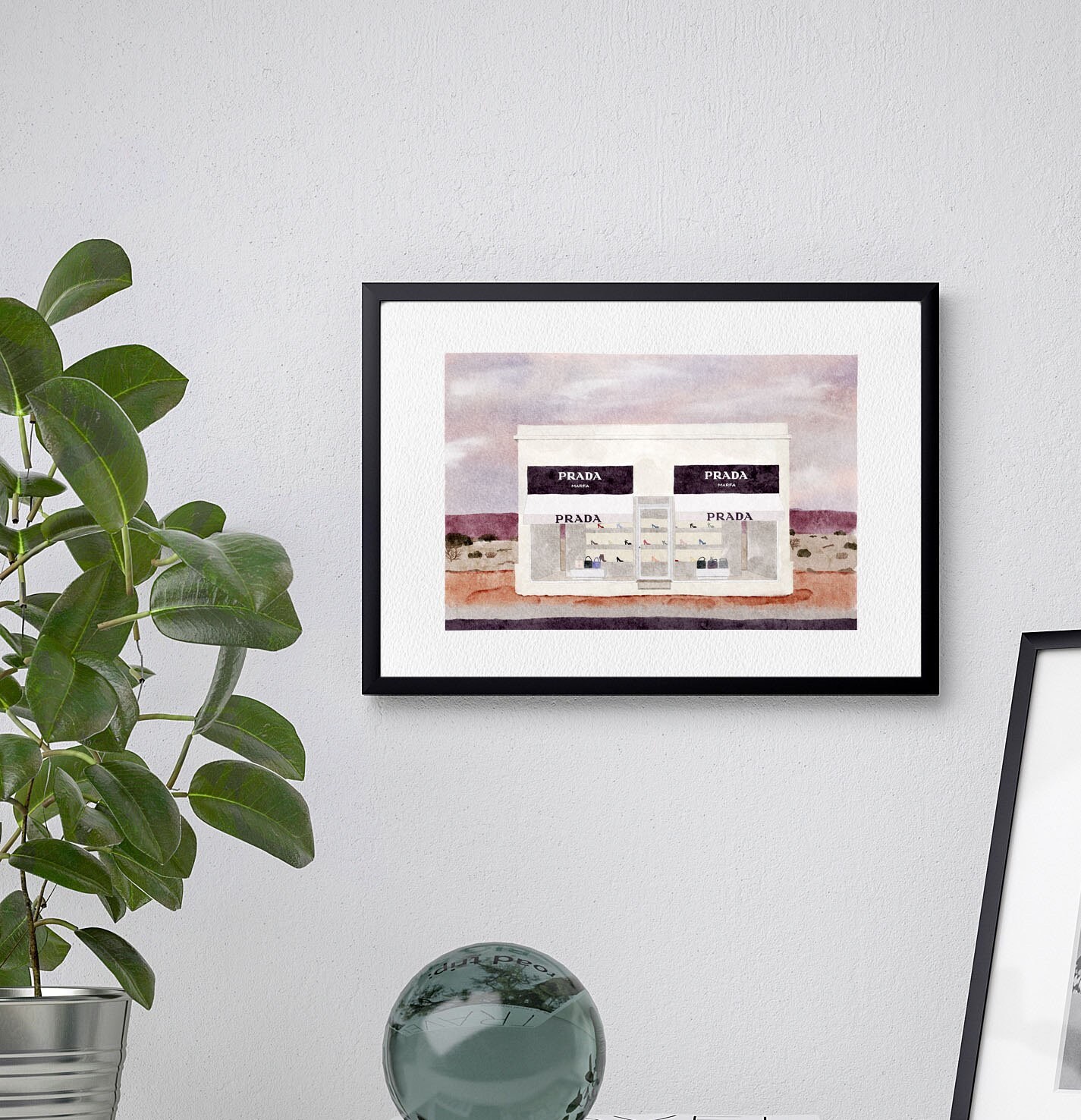 Prada Marfa Logo Watercolour Print Illustration Poster Art - Etsy Sweden