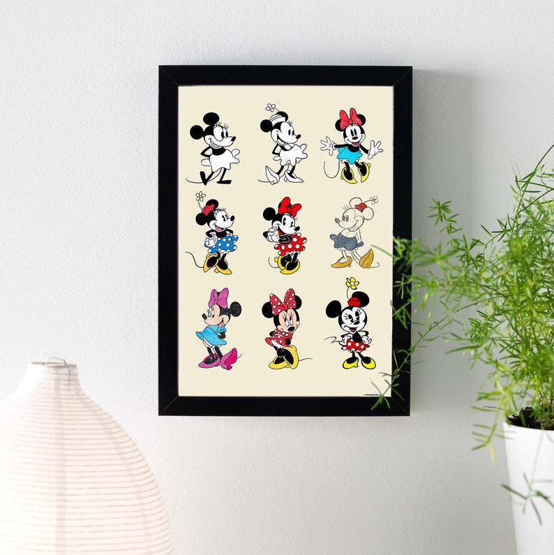 Evolution of Minnie Mouse illustration print Disney | Etsy
