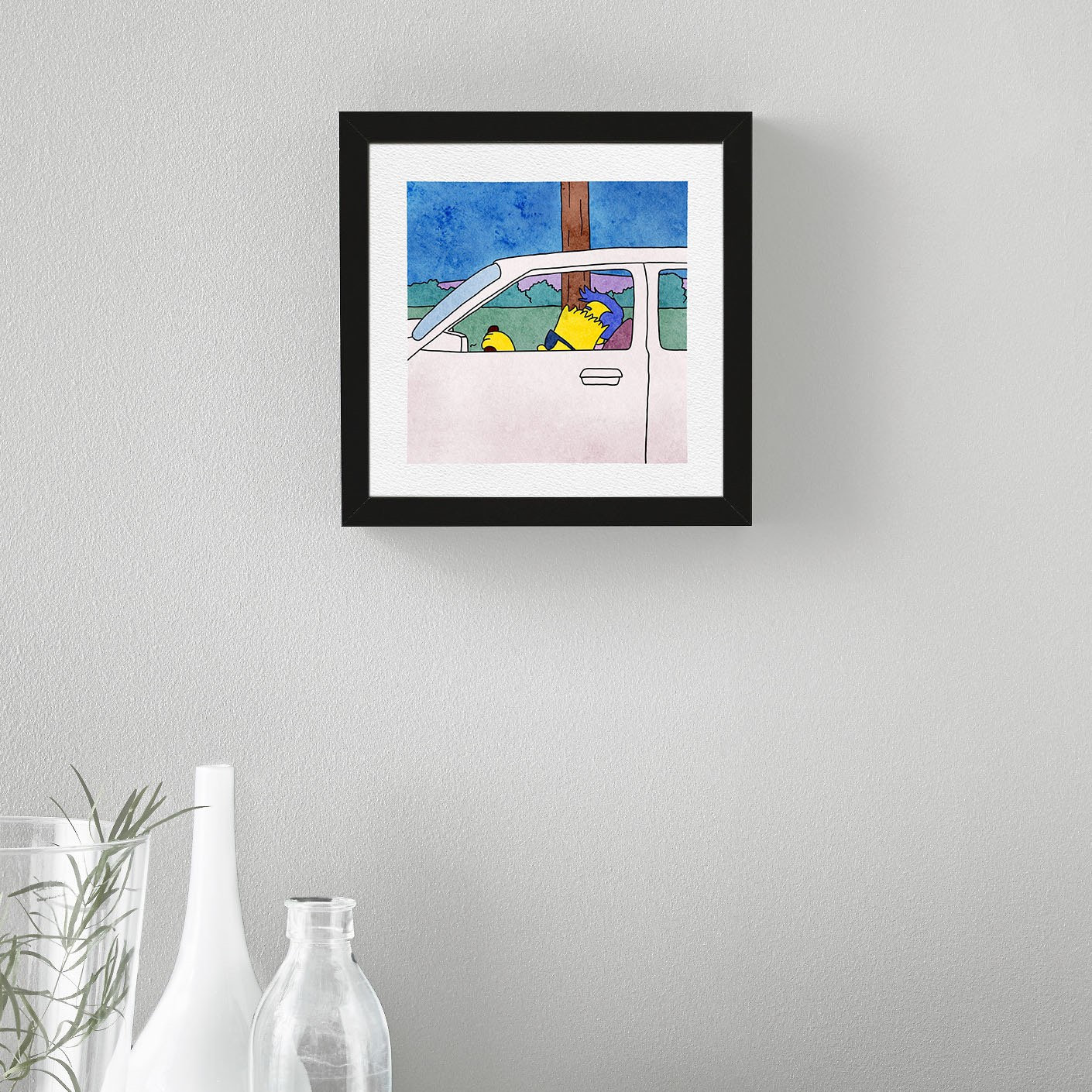 The Simpsons Bart On The Road Watercolour Print Scenic | Etsy