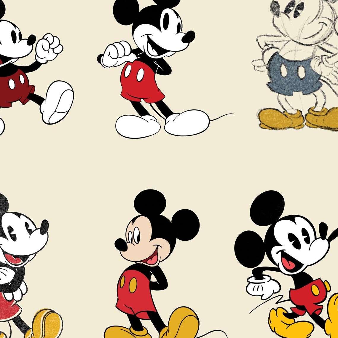 Evolution of Mickey Mouse illustration print Disney | Etsy