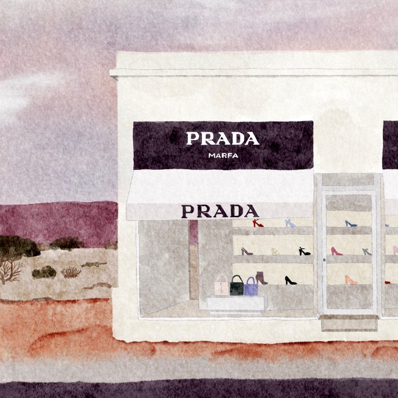 Prada Marfa Logo Watercolour Print Illustration Poster Art - Etsy Sweden