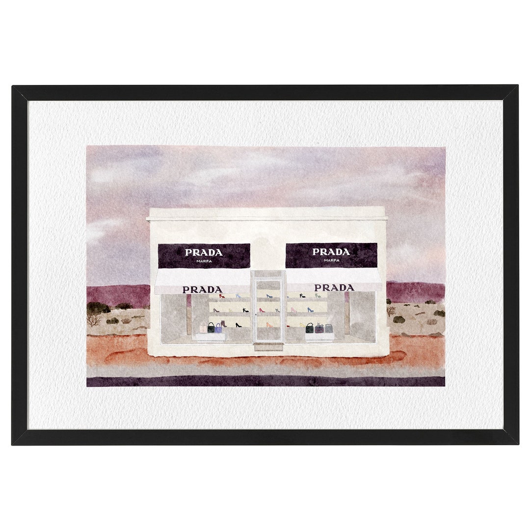 Prada Marfa Logo Watercolour Print Illustration Poster Art - Etsy Sweden