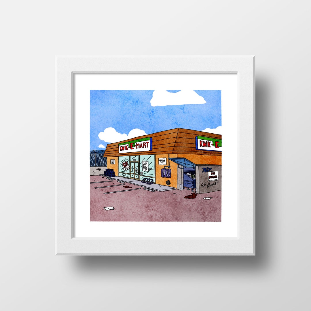 The Simpsons Kwik-e-mart Watercolour Print, Scenic Simpsons, Apu Kwik E ...