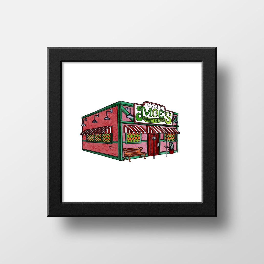 The Simpsons Uncle Moe's Family Feedbag Restaurant Watercolour Print ...