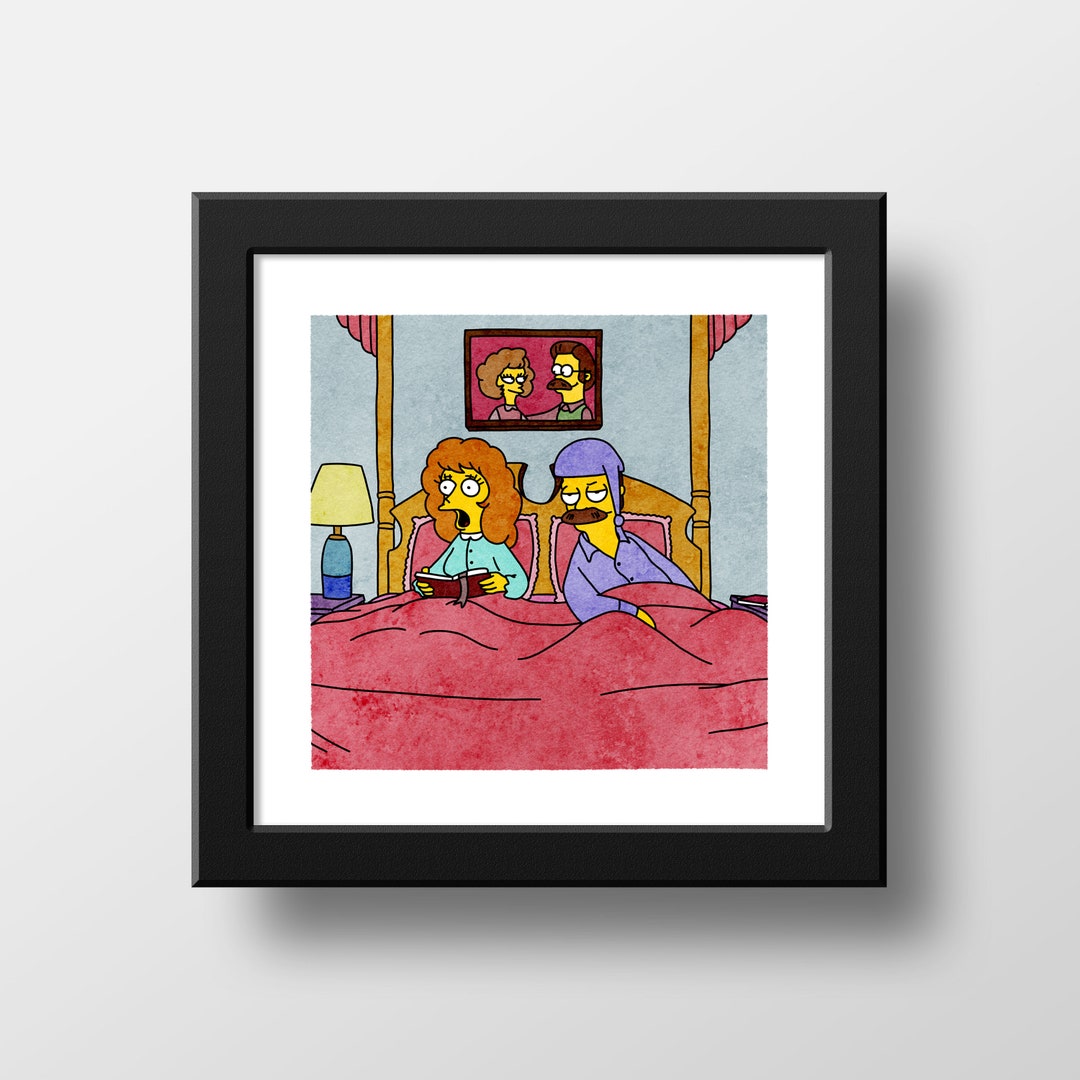 The Simpsons Ned Flanders Boring Old Biddy Watercolour Print ...