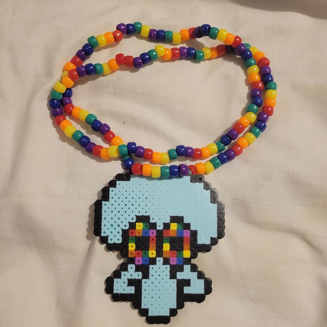 Trippy Squidward Medium Perler Bead Necklace - Etsy