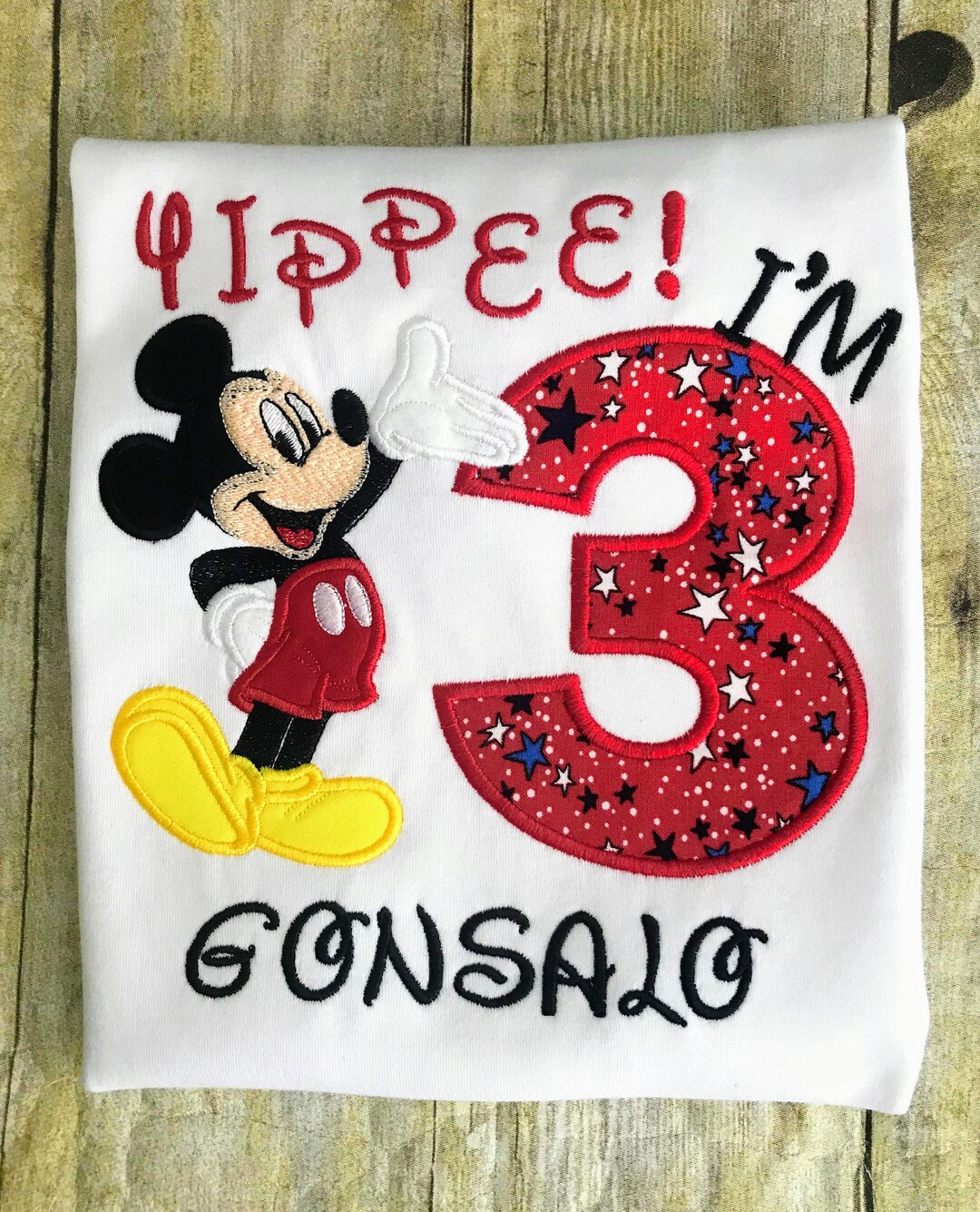 Mickey Mouse Yippee I'm Three Personalized Birthday Shirt - Etsy