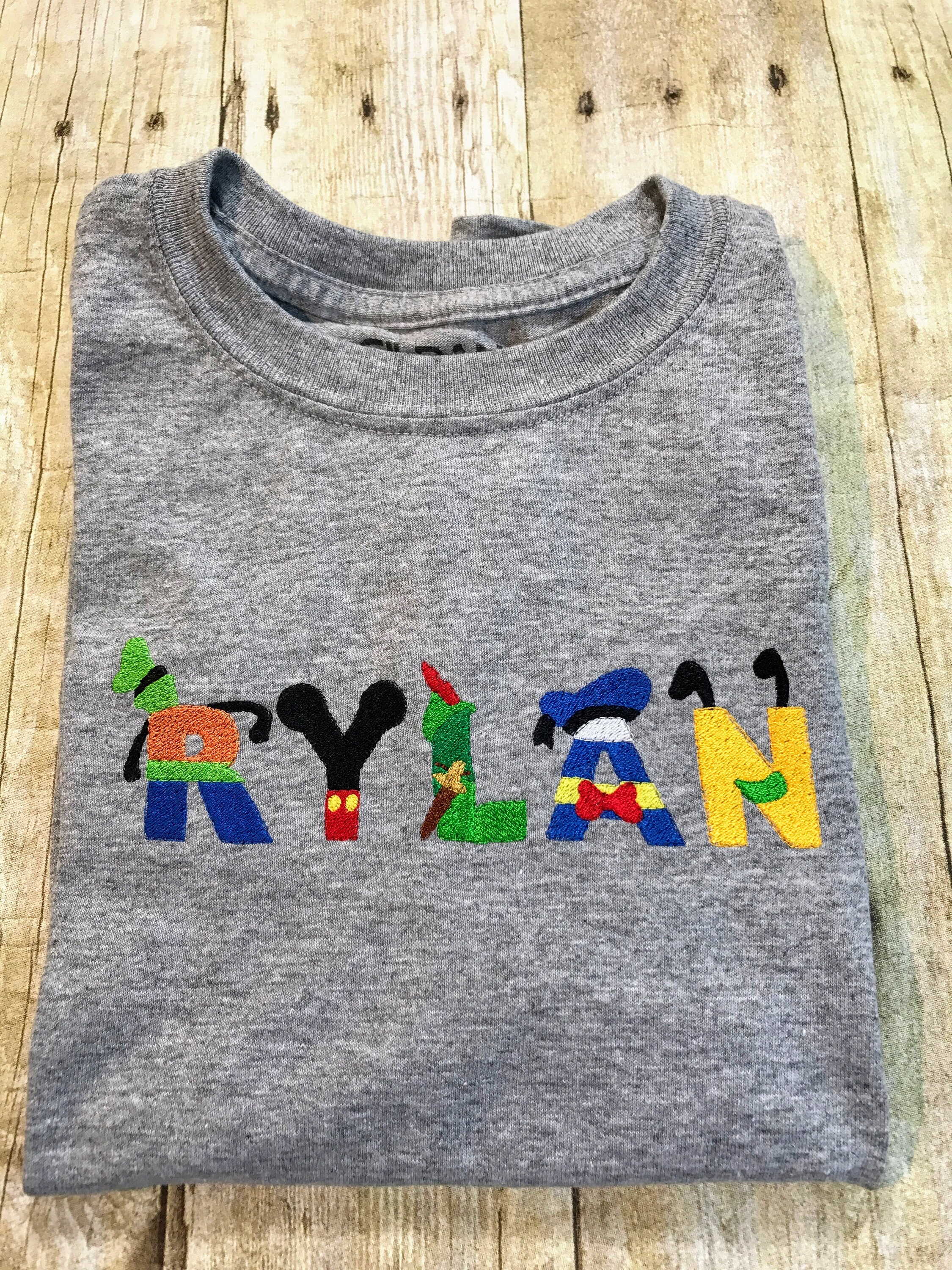 Character Inspired Letters Personalized Embroidered Shirt - Etsy