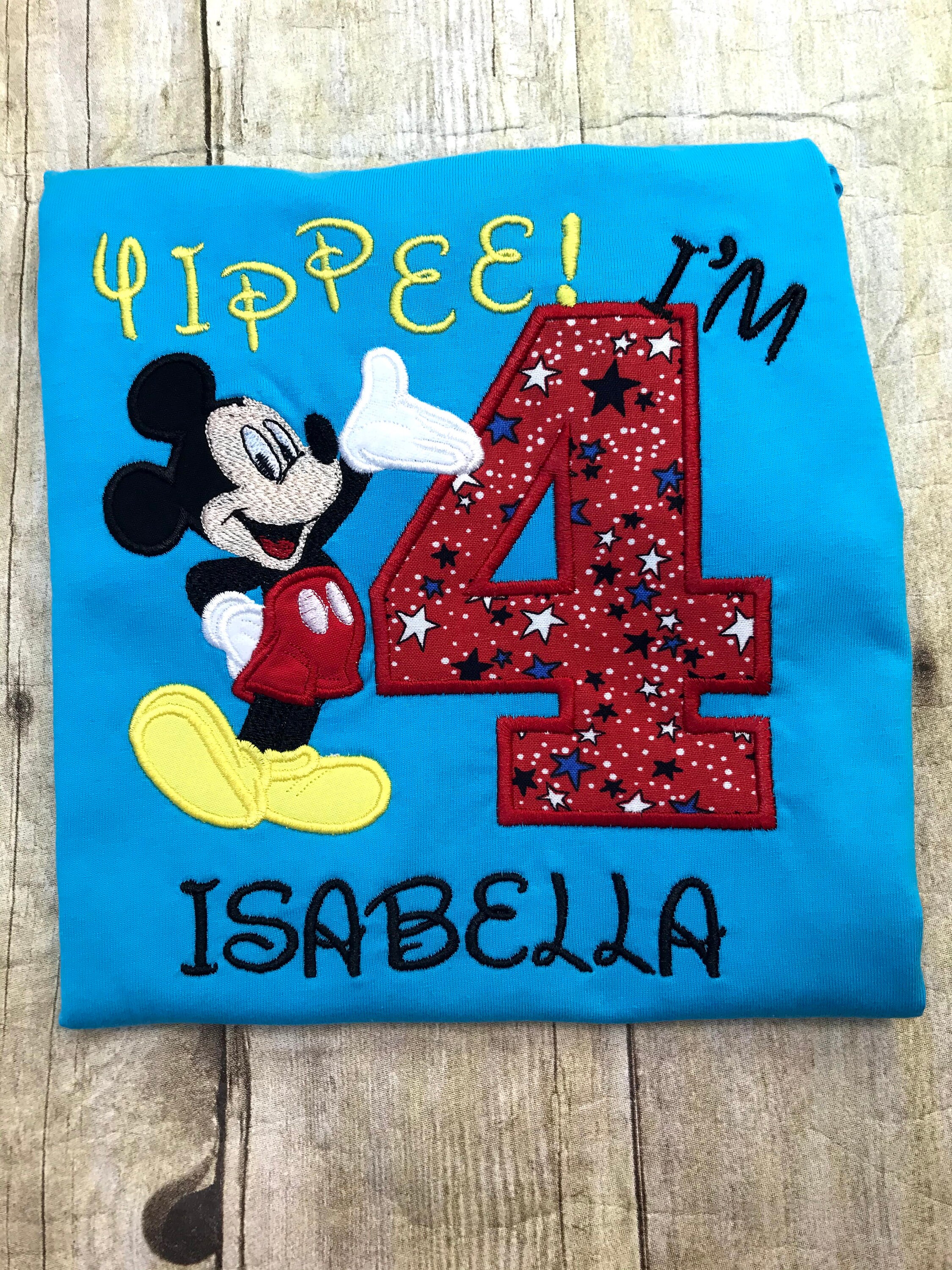 Mickey Mouse Yippee I'm Three Personalized Birthday Shirt | Etsy