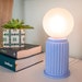 Blue Adeera | Dimmable Small Round Table Lamp With a Glass Light Shade ...