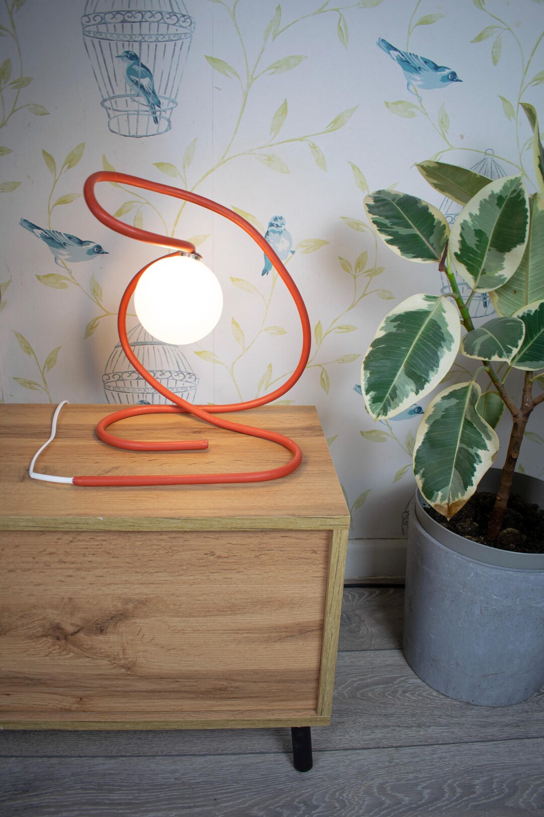 Large Red Abstract Sculptural Statement Table Lamp, Modern Eclectic ...