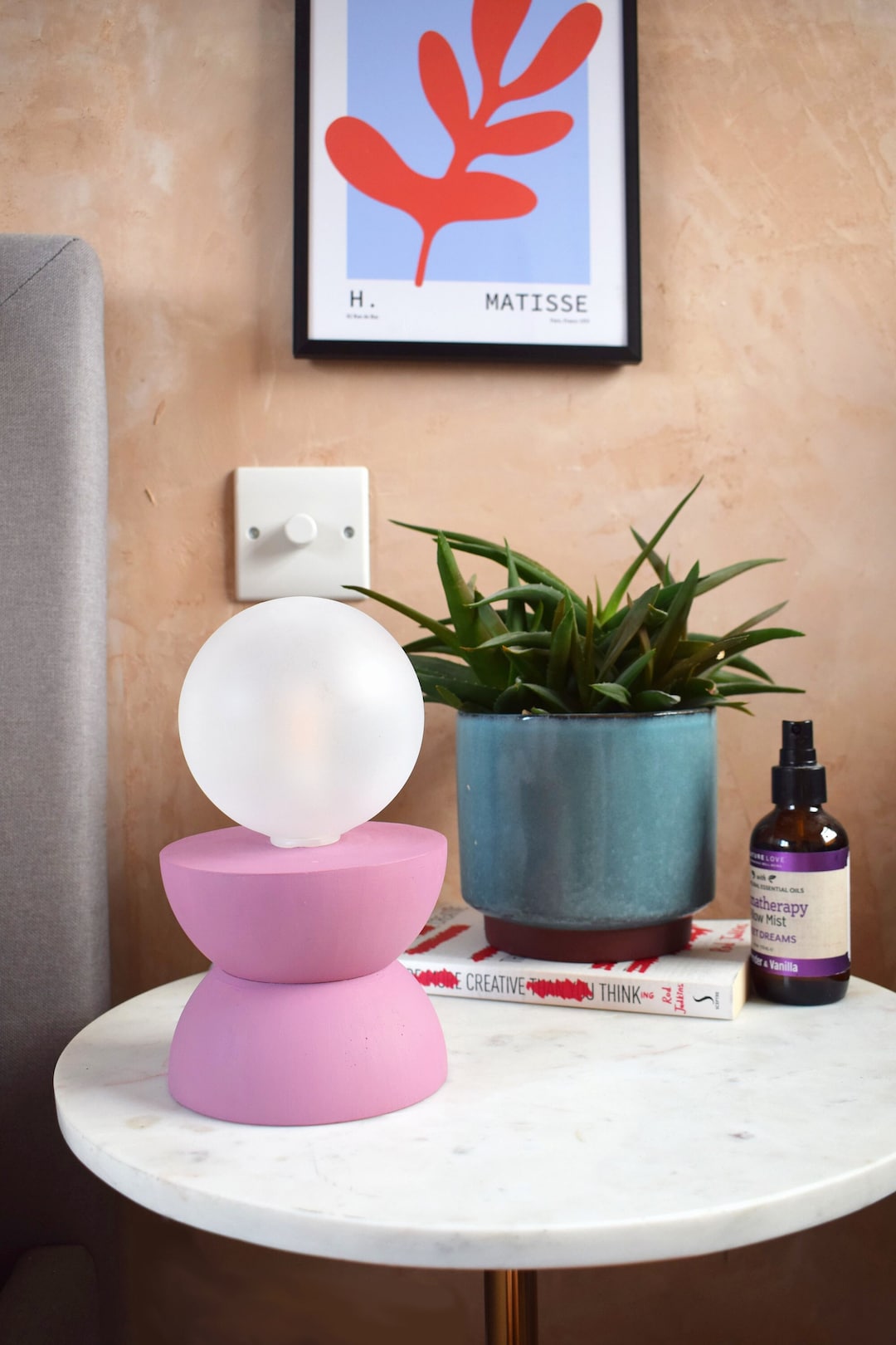 Sandi | Lilac Contemporary Table Lamp, Small Minimalist Accent Light ...