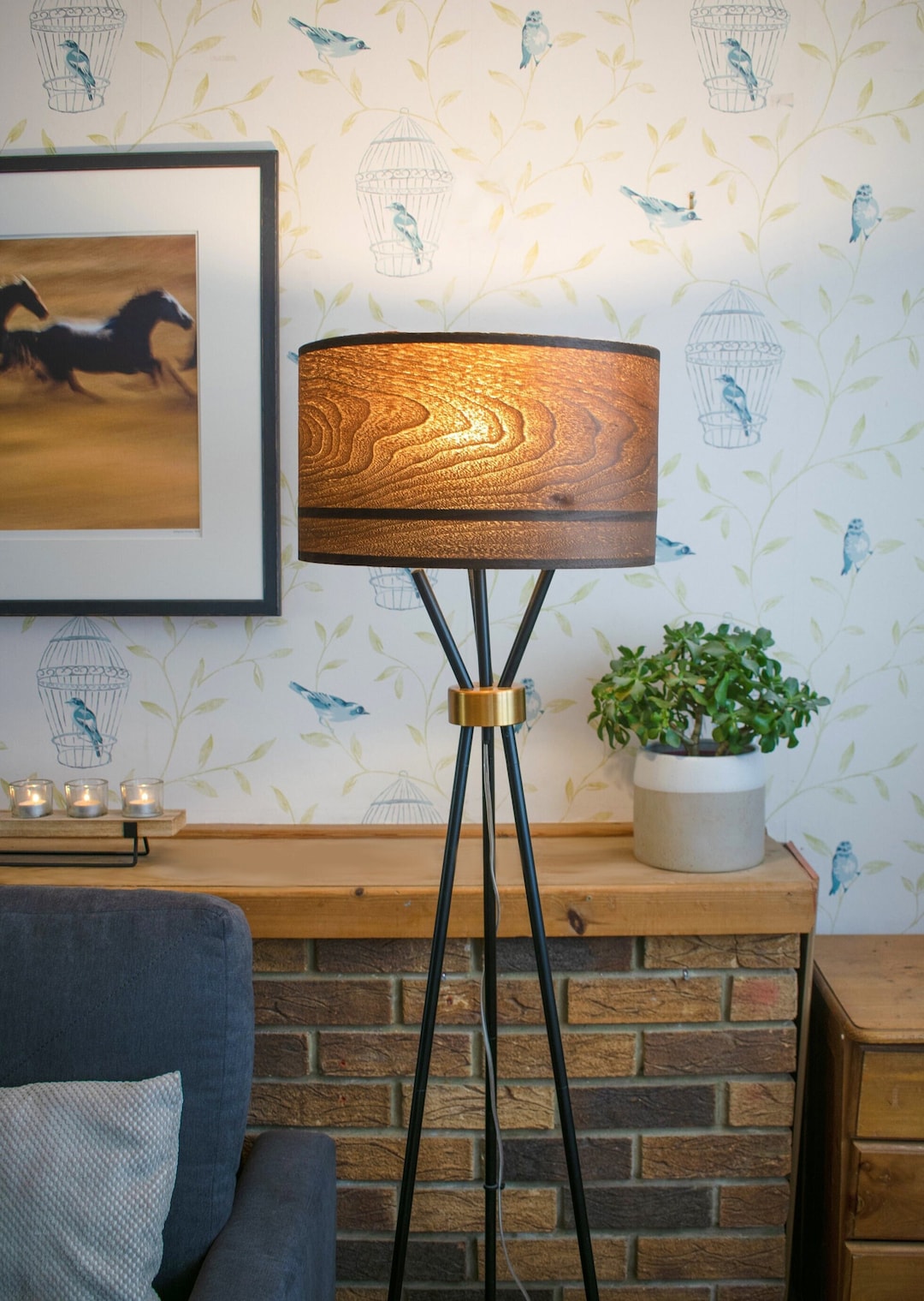 American Walnut Lampshade for Floor Lamp or Table Lamp, Brown Wooden ...