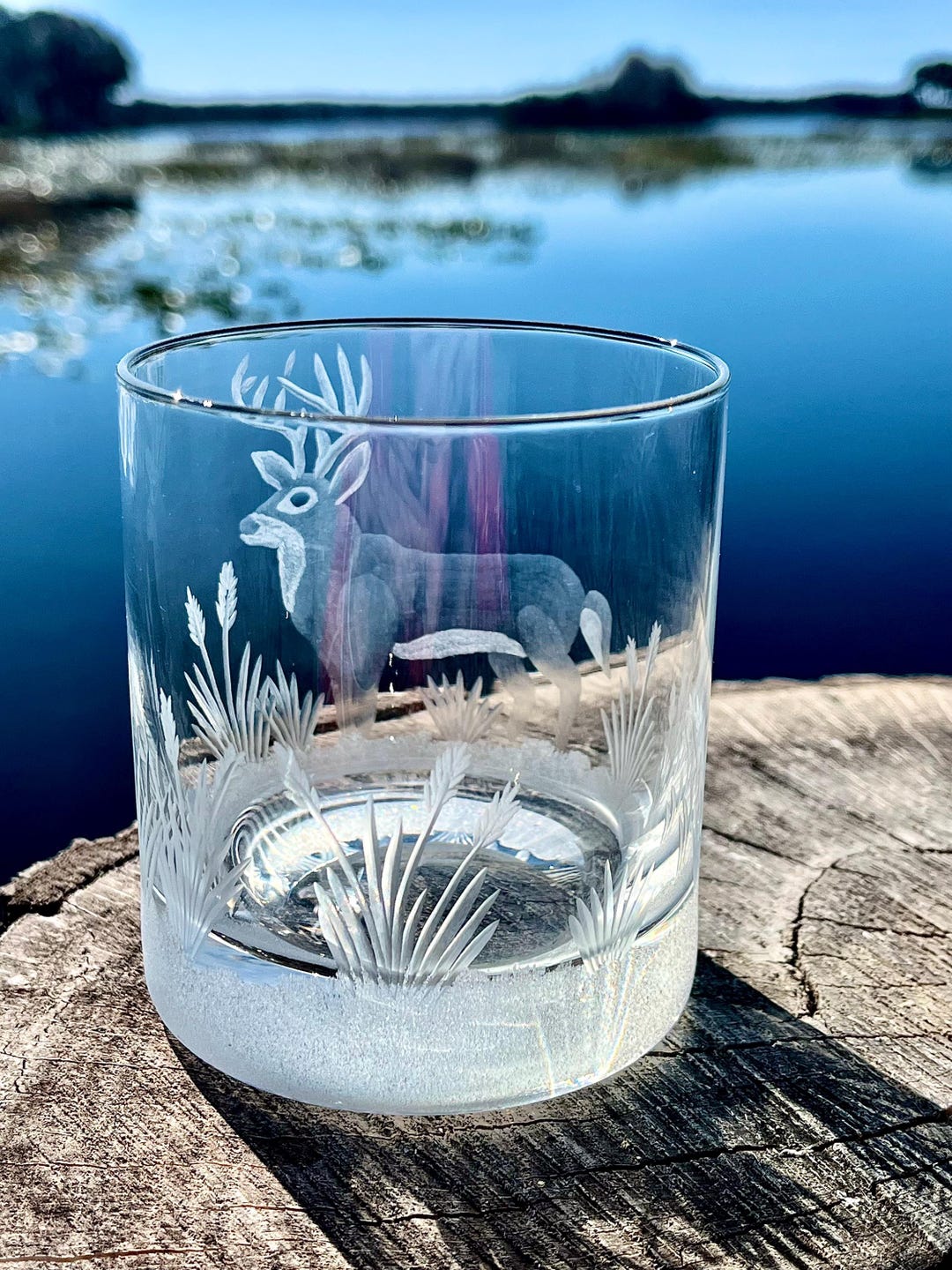 Hand Engraved Deer Whiskey Glass Personalized Bourbon Highball ...