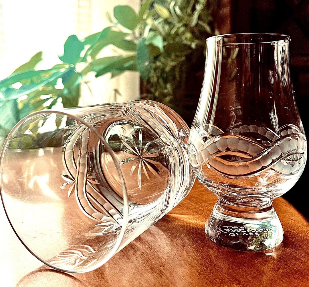 Personalized Whiskey Glass Set of 2: Hand Engraved Glencairn & Rocks ...