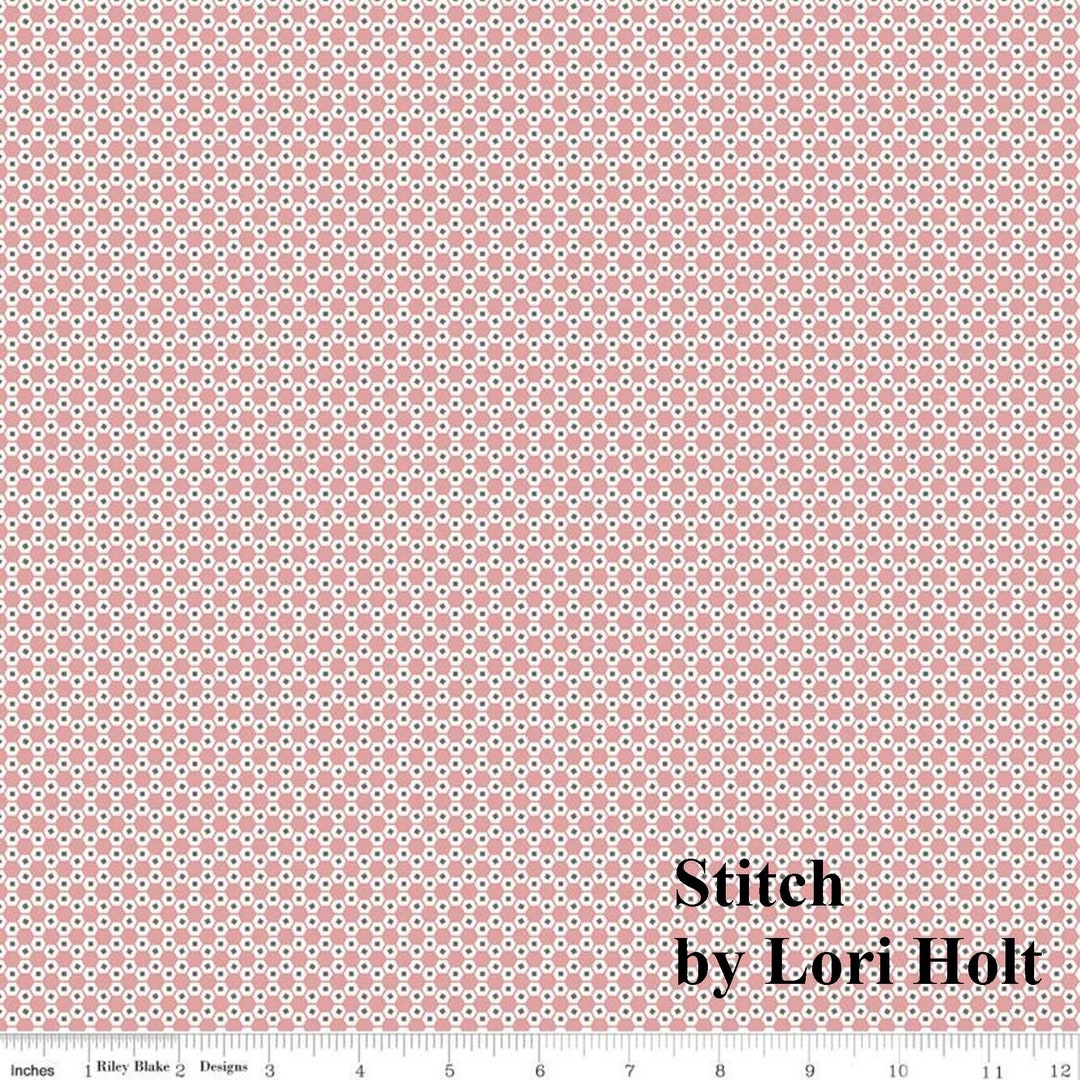 STITCH - Hexie on Coral Color Quilting Cotton Fabric - Lori Holt of Bee in My Bonnet - Riley ...