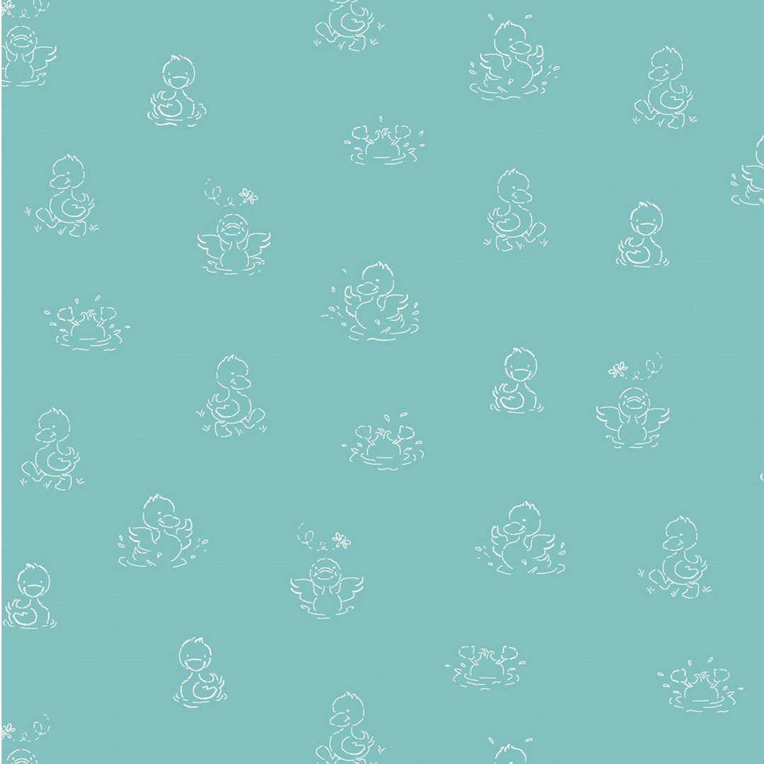 BABY BOOMERS - Ducks in a Row on Teal Quilting Cotton Fabric- by ...
