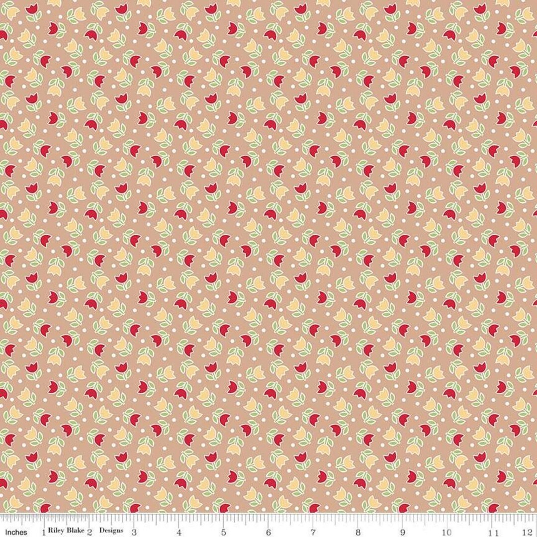 BAKE SALE 2 - Tulip on Nutmeg Color Quilting Cotton Fabric - by Lori ...