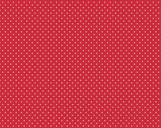 SWISS DOT - White Color Polka Dots on Solid Red Color Quilting Cotton ...