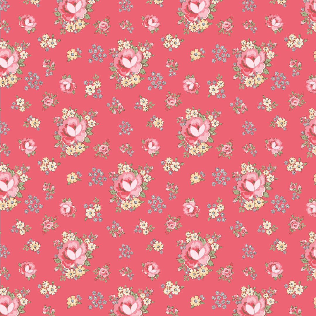 DOTS AND POSIES - Prim Roses - Pink - by Poppie Cotton Fabrics ...