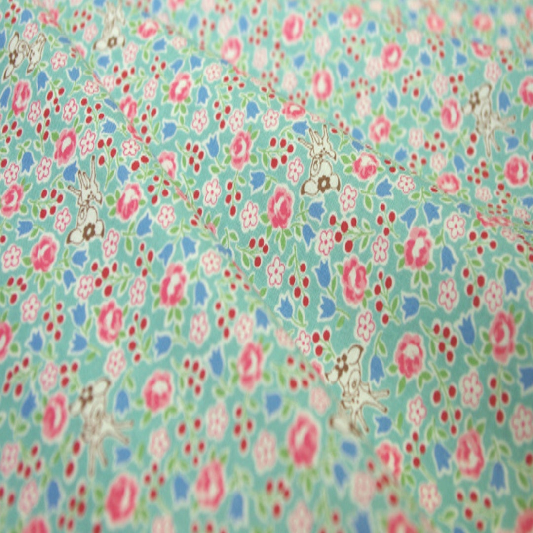 LOVELY BAMBI - Floral - Hidden Bambi - Emerald - Quilting Cotton Fabric ...