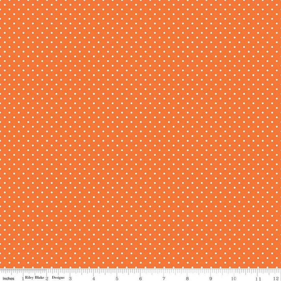 SWISS DOT - White Color Polka Dots on Solid Orange Color Quilting ...