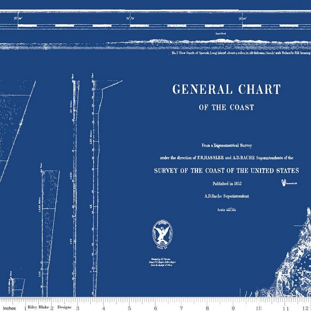NAUTICAL CHART - Blue - by Caskata Artisanal Home Nautical - Quilting ...