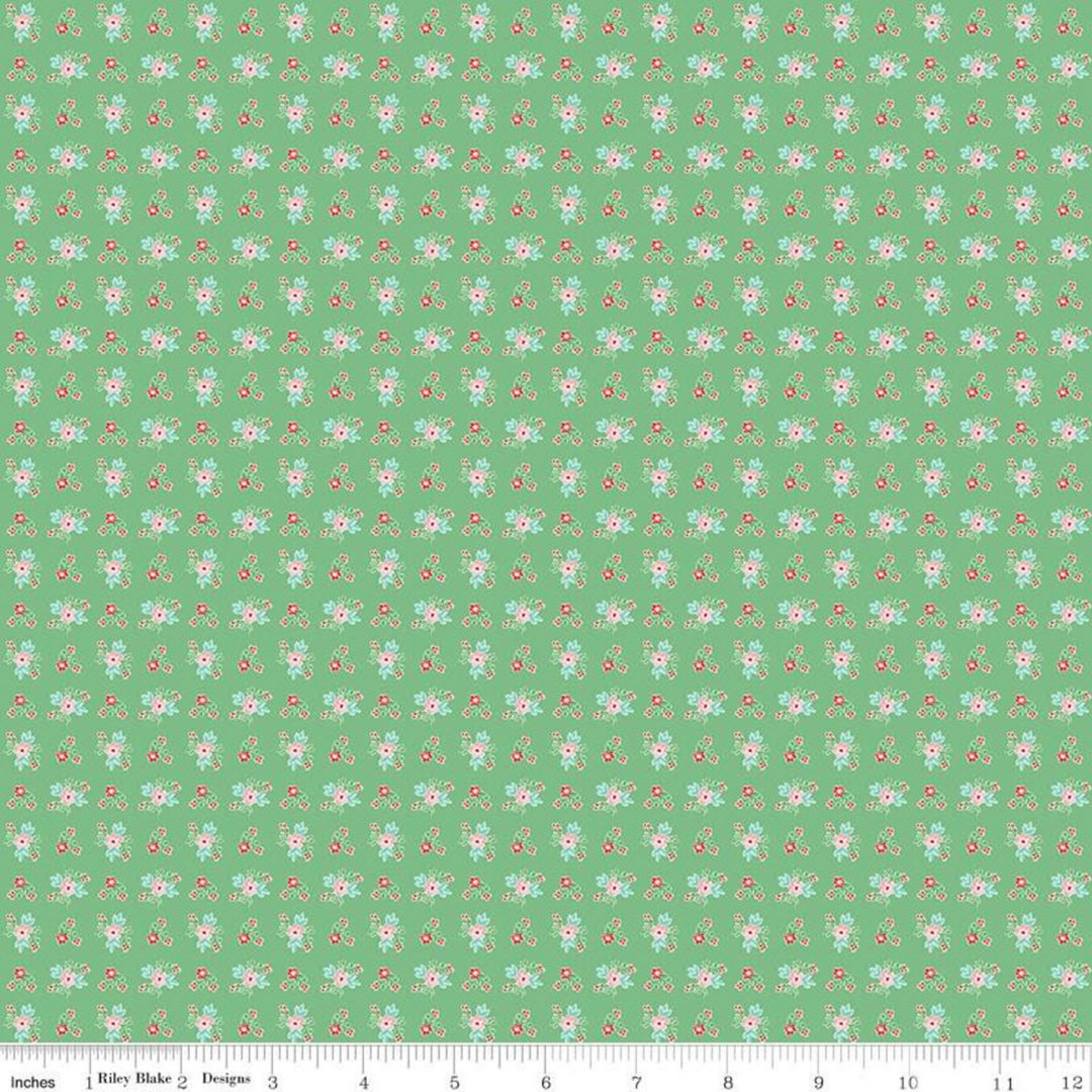 QUILT FAIR - Ditzy on Green Color Quilting Cotton Fabric - Tasha Noel ...