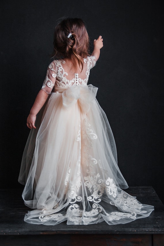 Flower Girl Dress Lace Flower Girl Dress Ivory Flower Girl Etsy
