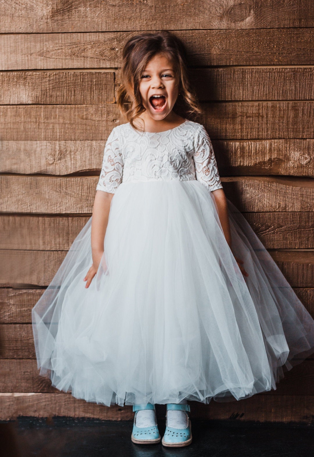White Flower Girl Dress, Lace Flower Girl Dress, Flower Girl Dress Tutu ...