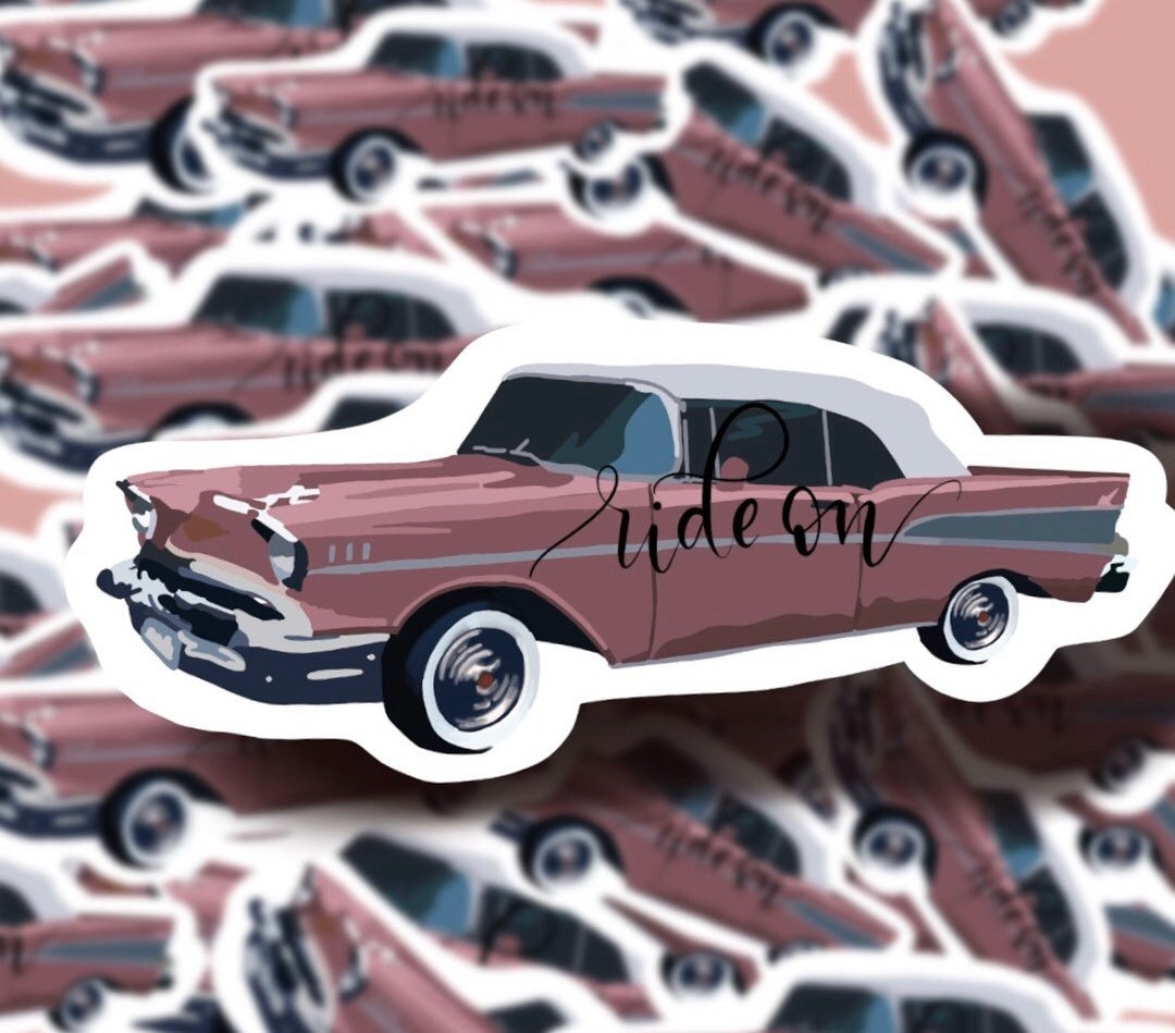 Ride on Classic Car Sticker - Etsy