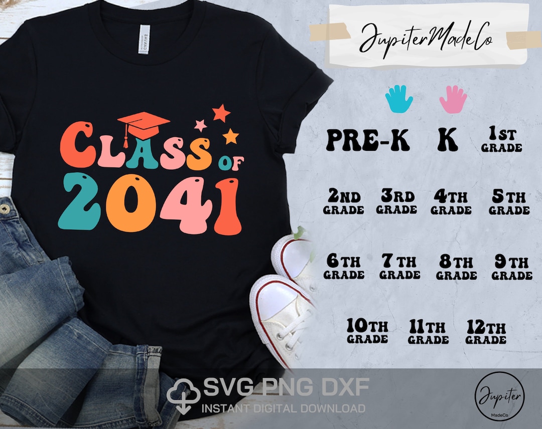 Class of 2041 Grow With Me Class Shirt Svg Back to School Svg PNG DXF ...