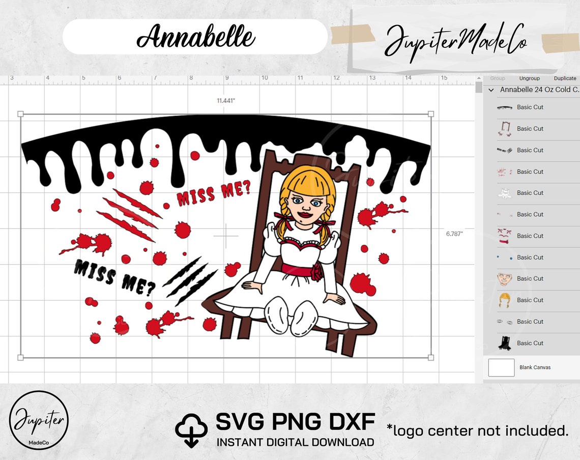 Annabelle Doll Svg Horror Movie Svg Wrap Cold Cup Svg Png Dxf - Etsy UK