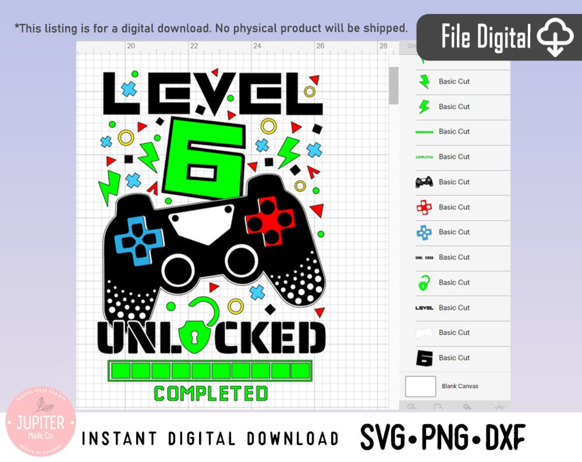 Level 6 Unlocked Svg 6th Birthday Boy Gamer Svg Png Dxf High - Etsy